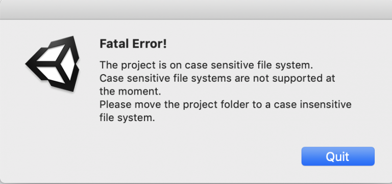 Unityプロジェクトを開いたらFatal Error | ゲームの作り方！